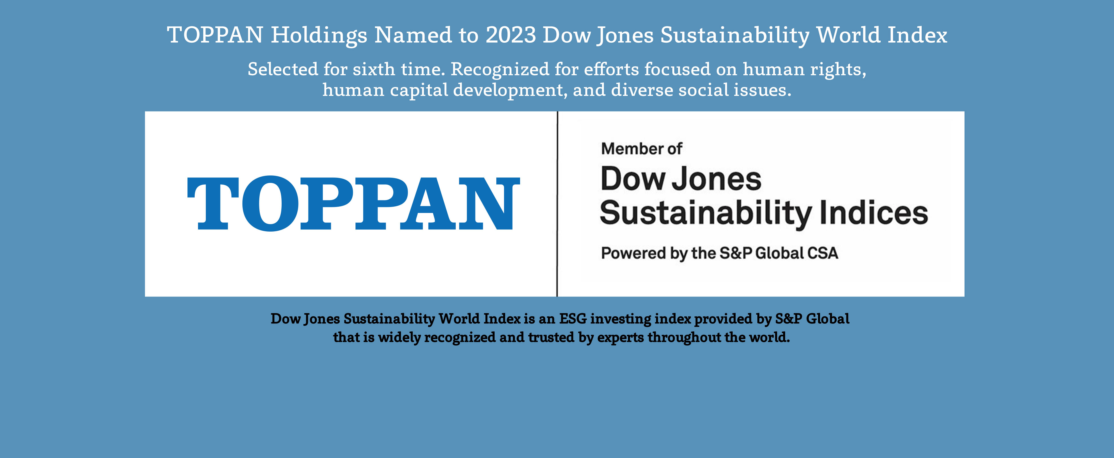 SUSTAINABILITY | TOPPAN Holdings Inc.